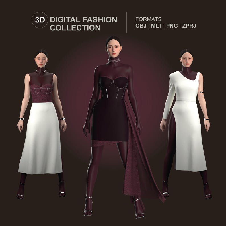 3D Digital Fashion Collection | Futuristic Clothing Pack (OBJ + PNG ...