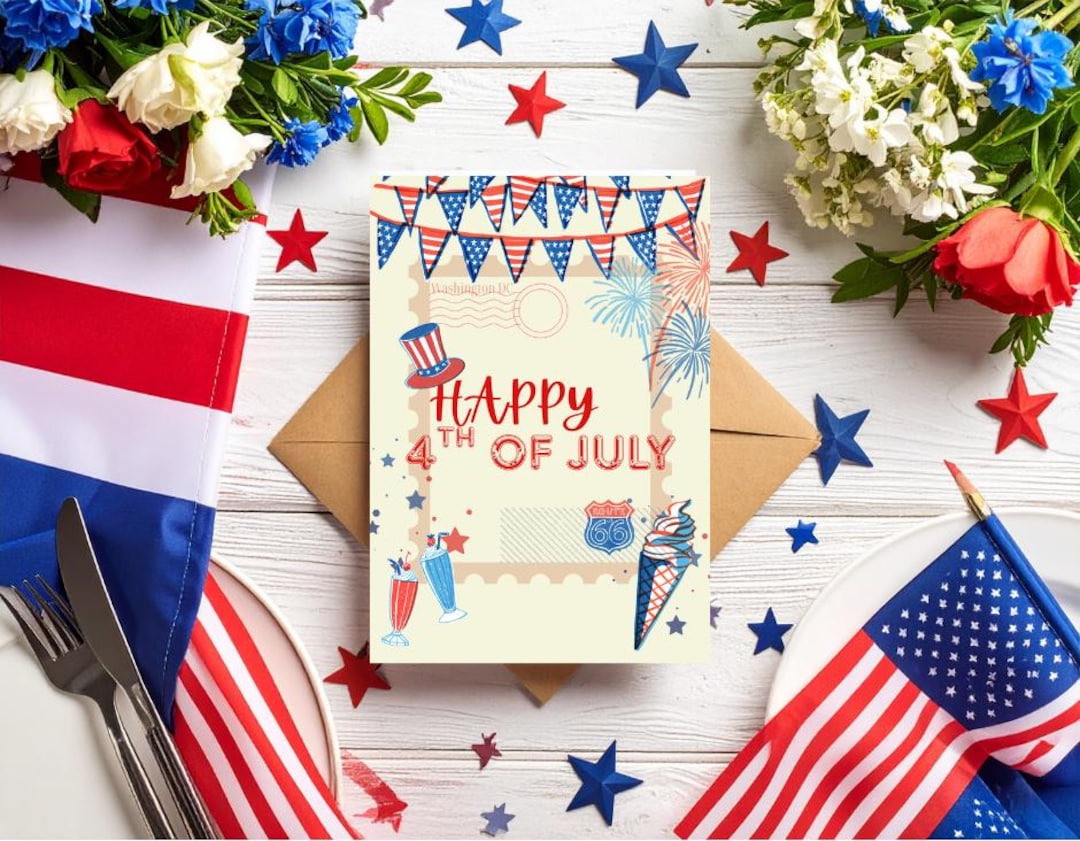 Printable 4th of July Card – Patriotic Independence Day Greeting ...