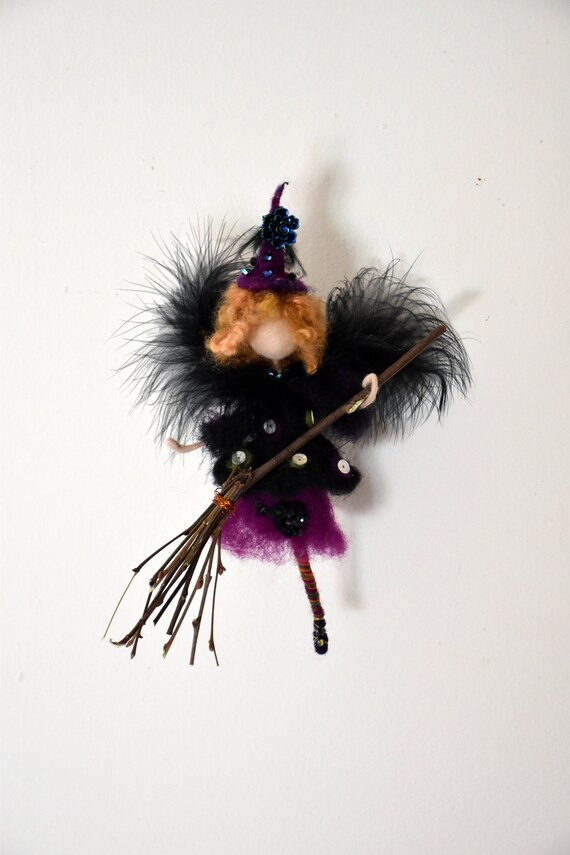 Needle felted Witch Halloween decoration mobile | Etsy