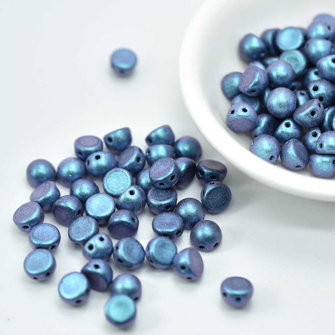 Cabochon 7mm 2-hole Polychrome Indigo Orchid 25 Beads - Etsy