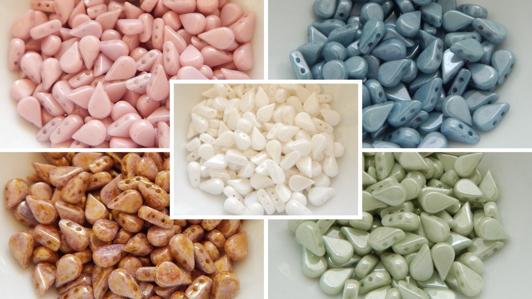 5x8mm Amos® Par Puca® Ceramic Look, Choose Color Two Hole Drop Shape ...