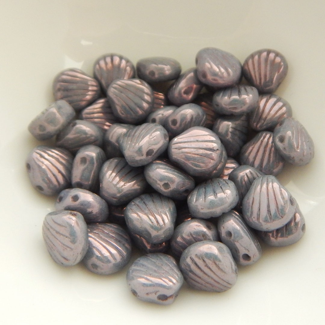 Shelly™ Shells (20 Beads) Chalk Lumi Purple, 8mm 2-hole Czech Glass - Etsy.de
