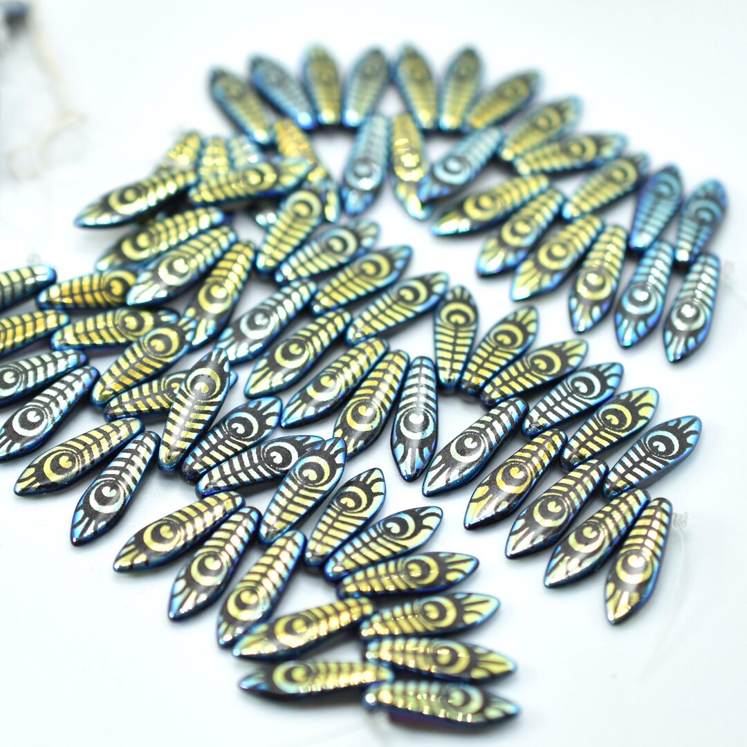 25 Beads - 5x16mm Dagger Jet Eye, Laser - Czech Glass Beads - Etsy