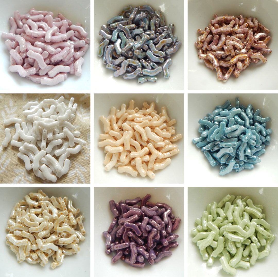 30 Beads - Bridge 3x12mm - Lustered Colors, Choose Color - 3-hole Czech ...