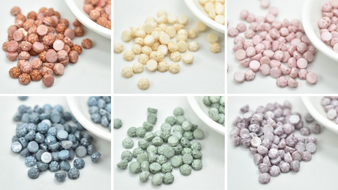 30 Beads - 6mm Rosetta, 2-hole Cab -choose Color, Chalk Lustered Colors ...