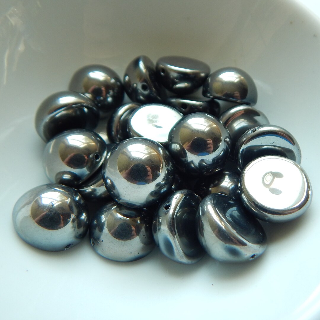 14mm Dome Czech Glass Jet Full Chrome 5 Beads - Etsy