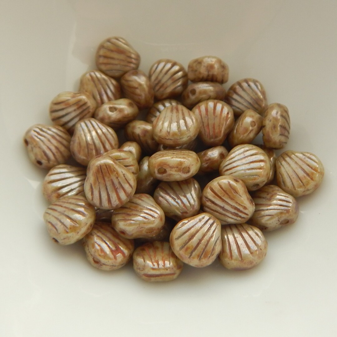 Shelly™ Shells (20 Beads) Chalk Lazure Green, 8mm 2-hole Czech Glass - Etsy