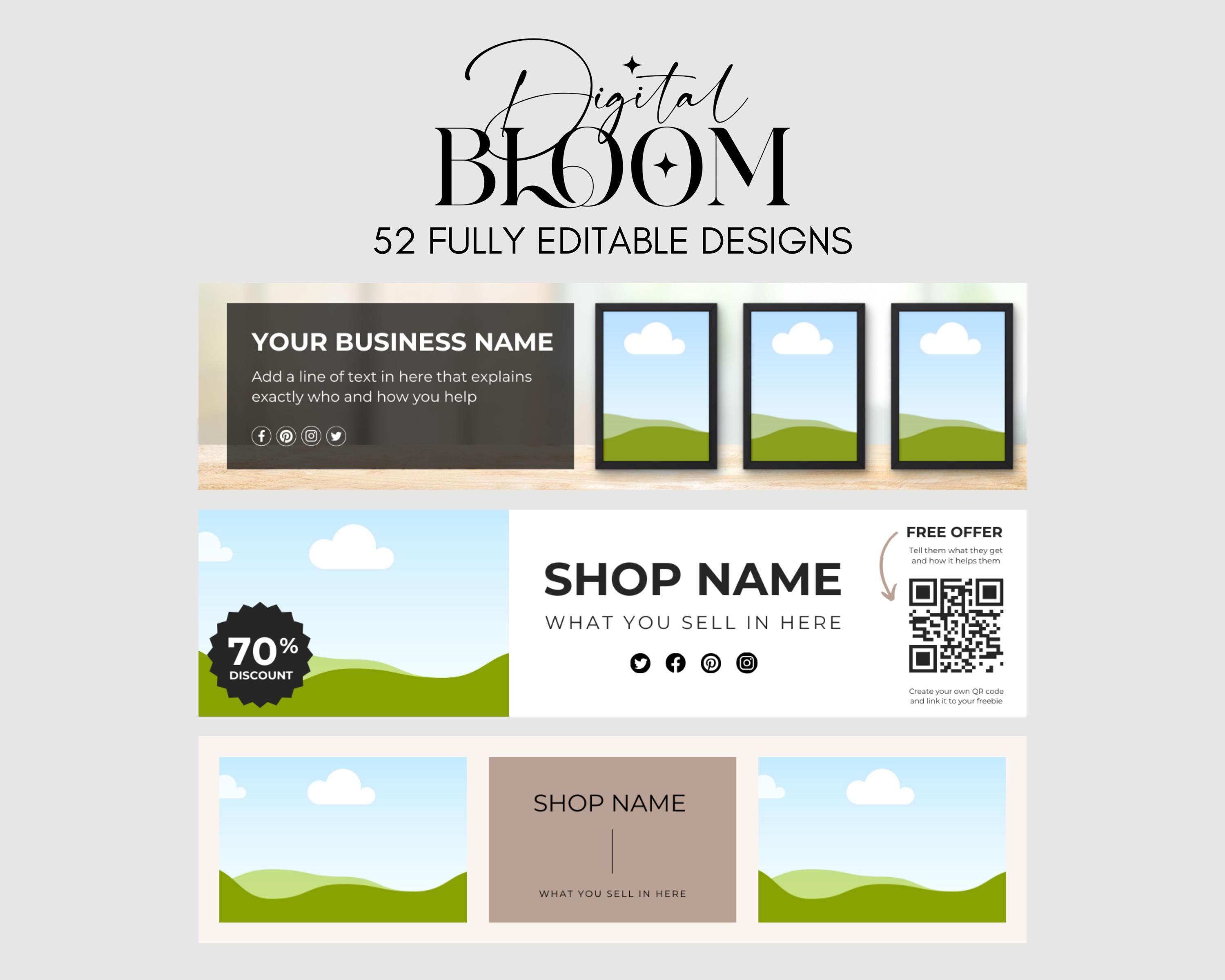 52 Etsy Shop Banners, Editable, Canva Templates Bundle, Customisable ...