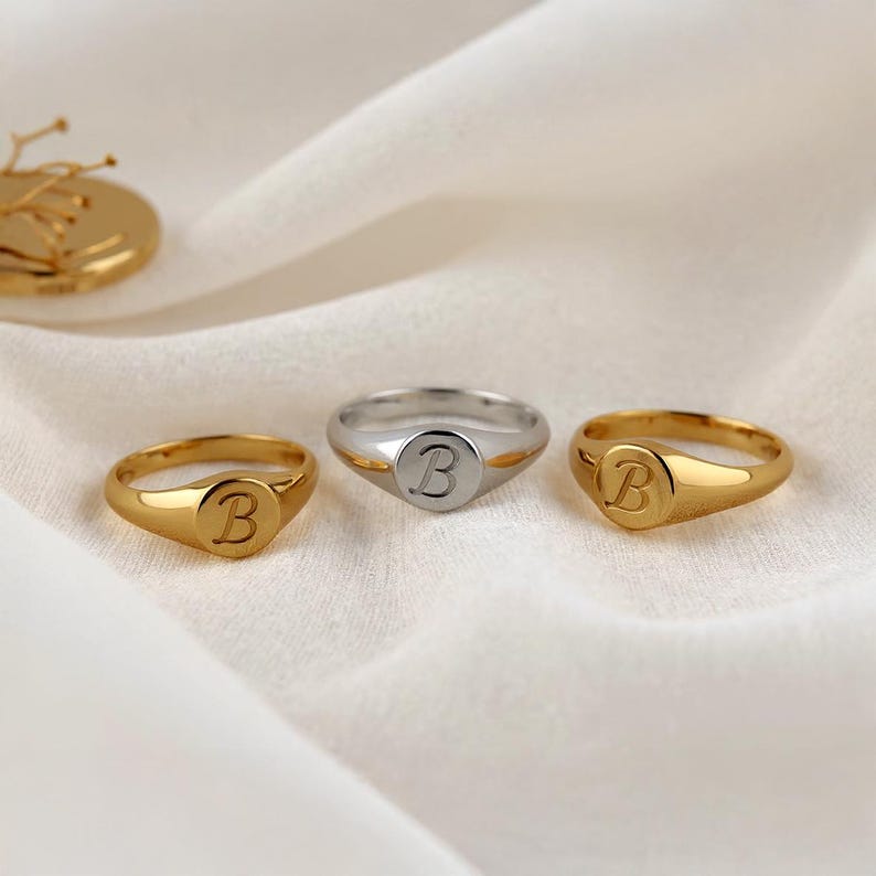 Customized Initial Ring, Dainty Initial Ring, Initial Personalized Ring ...