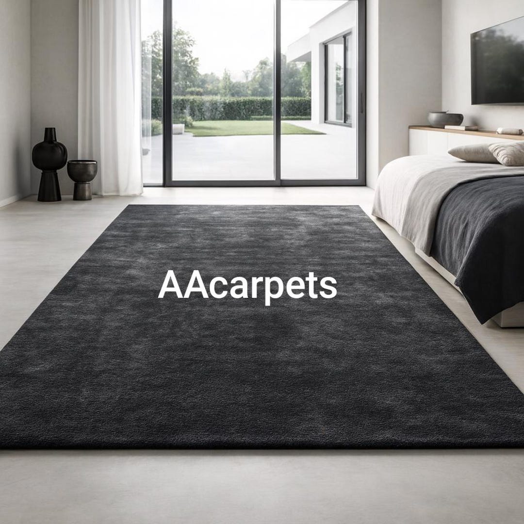 Dark Grey Solid Hand Tufted Wool Rug, Modern Minimalist Area Rug for ...