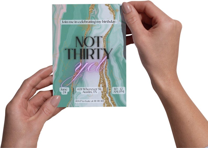 Not Thirty yet Birthday Invitation – Editable Canva Template – Digital ...