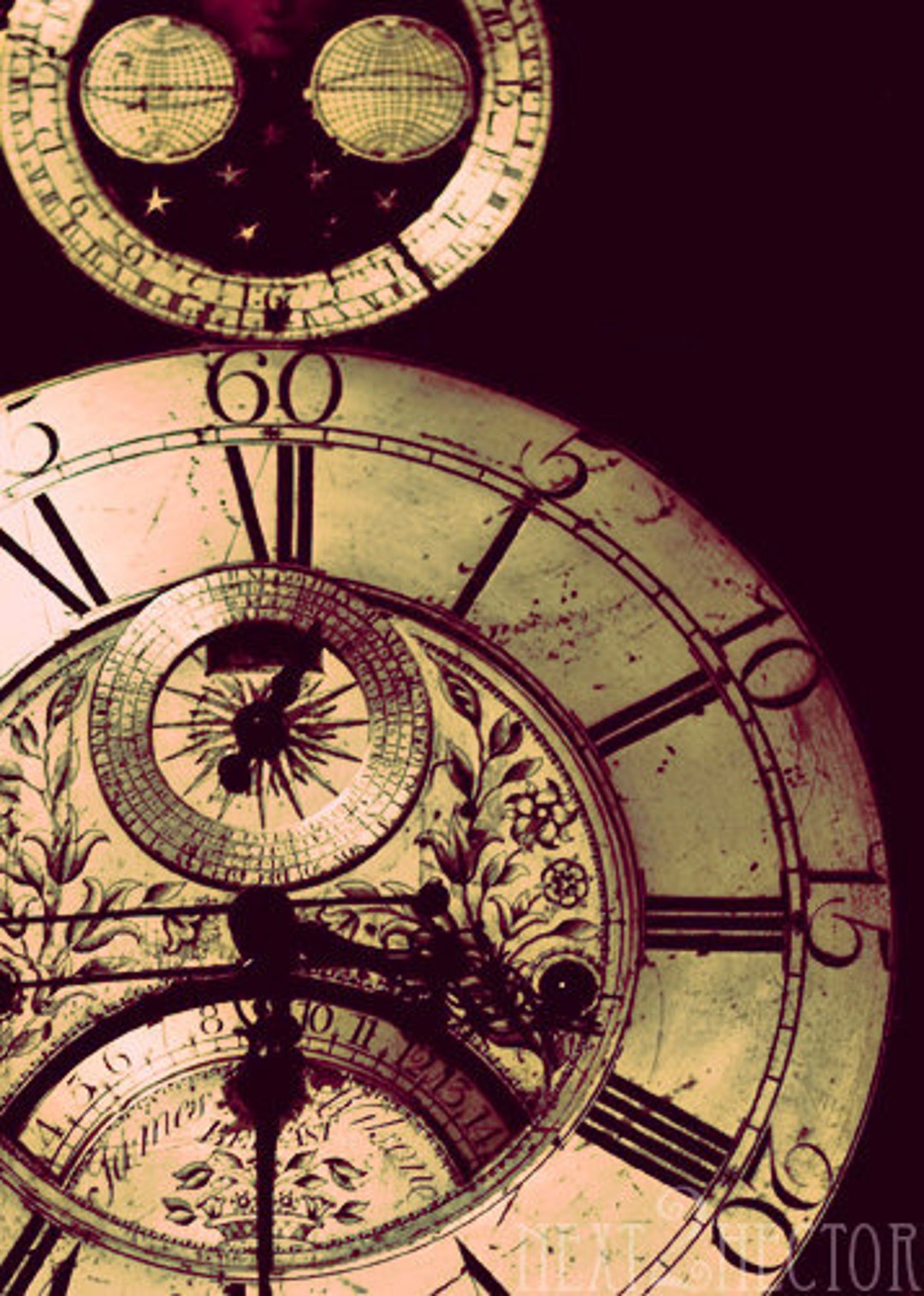 Steampunk Grandfather Clock Faces 5x7 Inch Photographic Print - Etsy