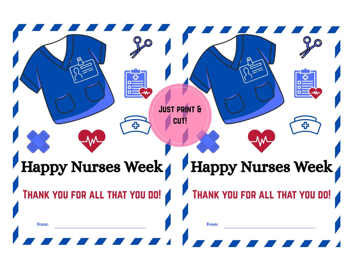Printable Nurse Appreciation Card, Nurse Week, Thank You for All That ...
