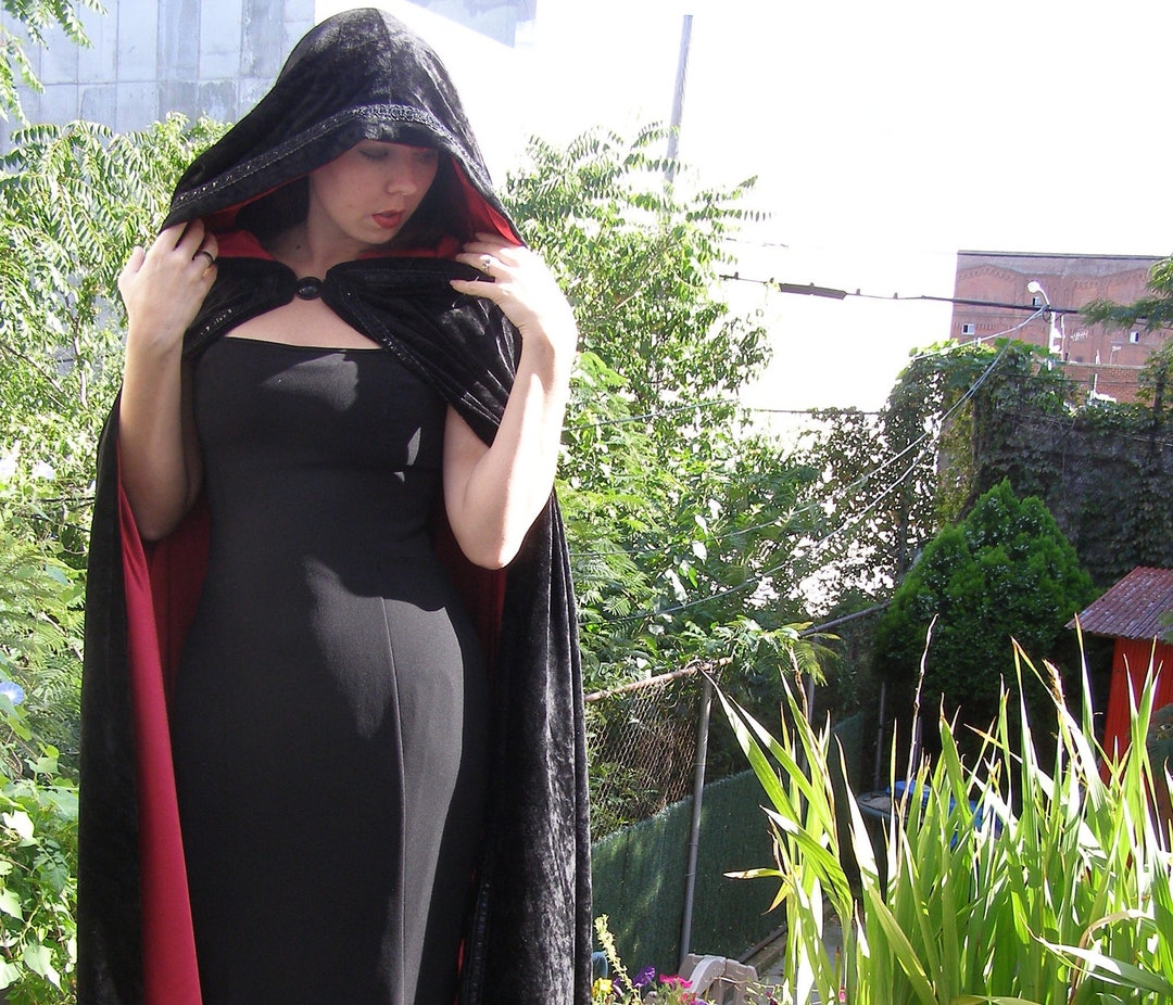 Custom Black Velvet Vampire Cape: Red Lining, Hood Optional - Etsy