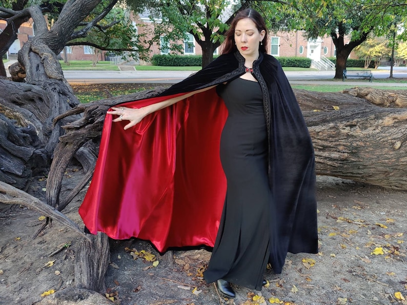 Custom: Adult Vampire Cape Black Crushed Panne Velvet Lined | Etsy