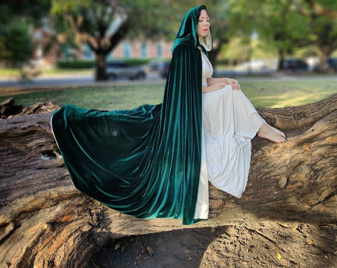 Custom: Emerald Green Velvet Cape With Hood, Wedding Wrap, Tree Elf ...