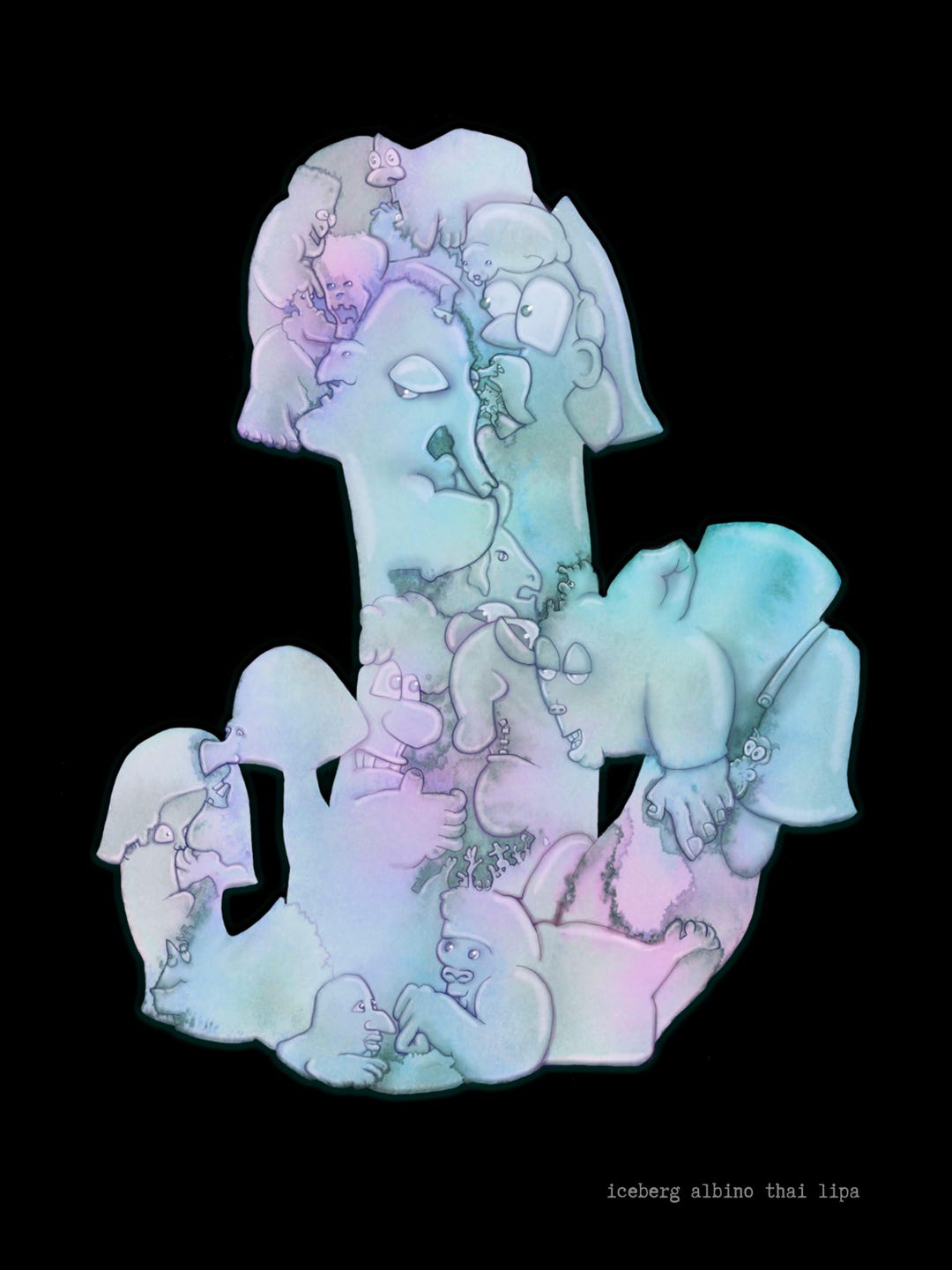 Iceberg Albino Thai Lipa Blue Magic Mushroom Mixed Media Art Digital ...