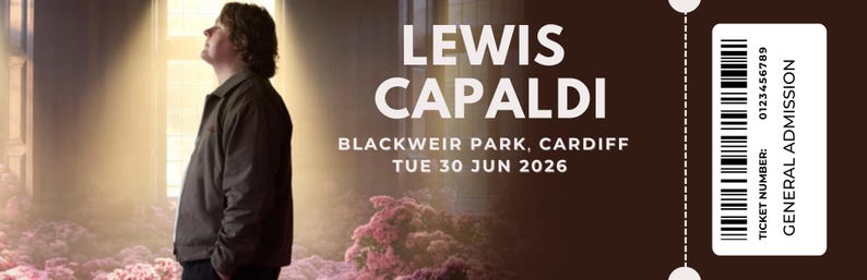 Lewis Capaldi 2026 Tour Digital Personalised Ticket - Etsy
