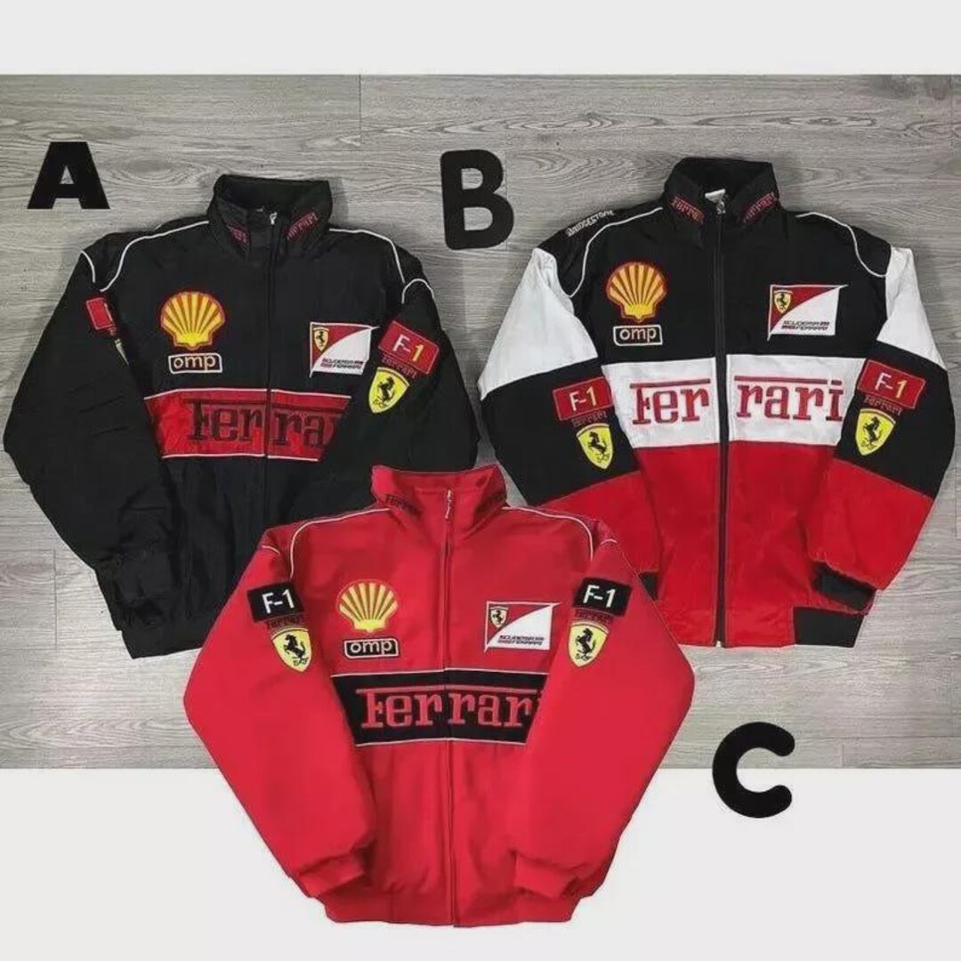 F1 Ferrari Vintage Racing Jacket Team Racing Embroidered Jacket Pack of ...