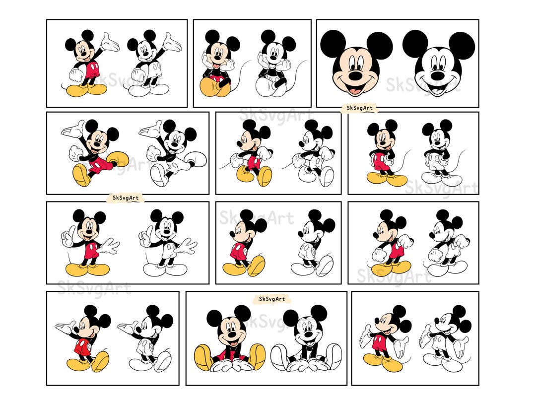 Mouse Svg Bundle, Mouse Layered Digital Files, Cartoon Character Svg ...