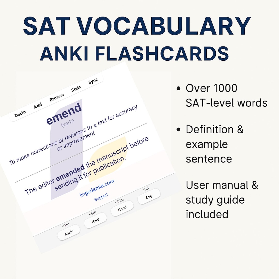 SAT Vocabulary Anki Flashcards – 1000+ High-level Words (digital ...