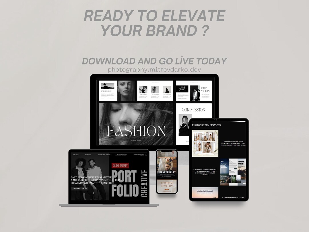 Modern HTML Portfolio Template for Photographers - Etsy