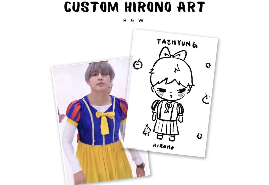 Hirono Custom Art- Black and White - Etsy