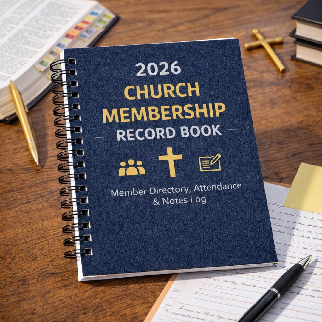 2026 Church Membership Record Book | Member Directory, Attendance ...