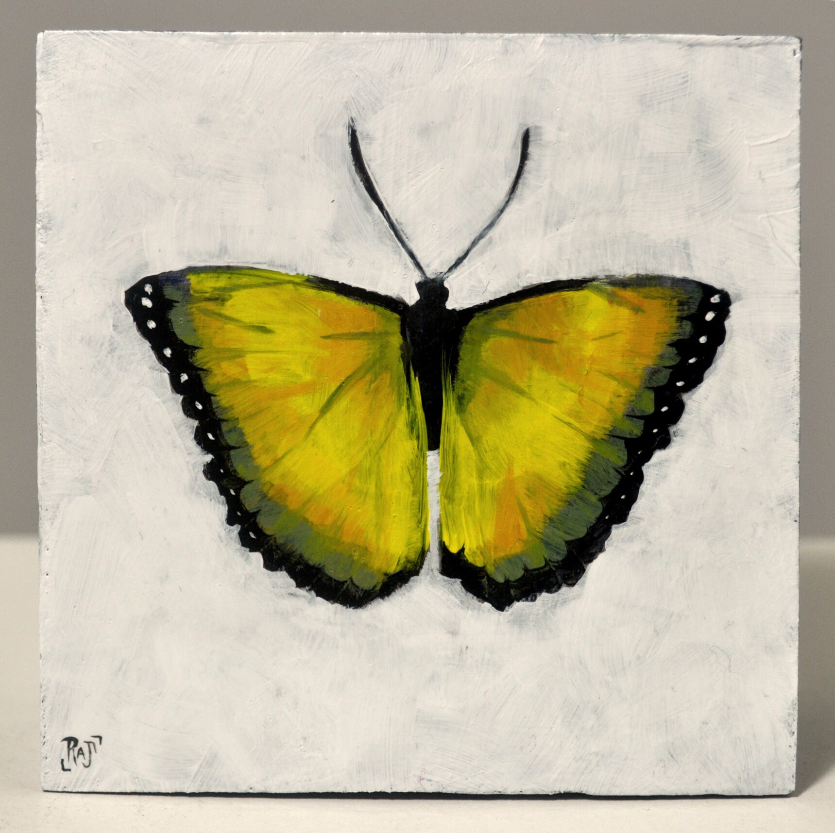 Mini Acrylic Painting Yellow Butterfly OOAK - Etsy