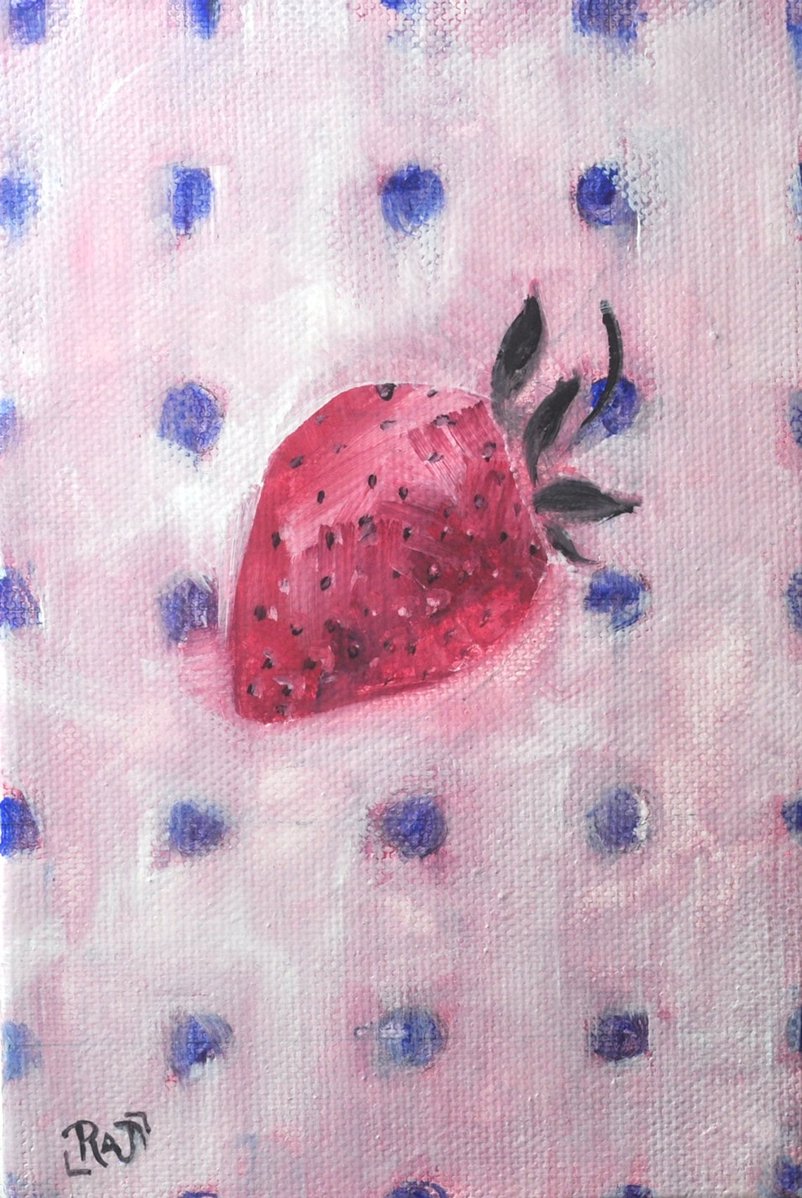 Original Small Painting of a Strawberry OOAK - Etsy