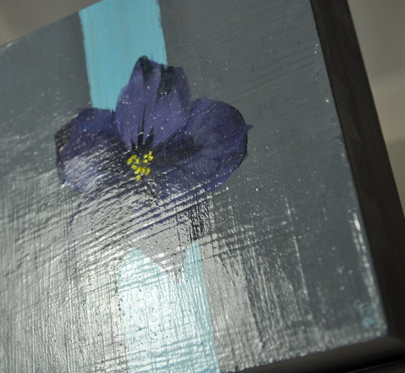 Mini Acrylic Painting Violet Flower OOAK - Etsy