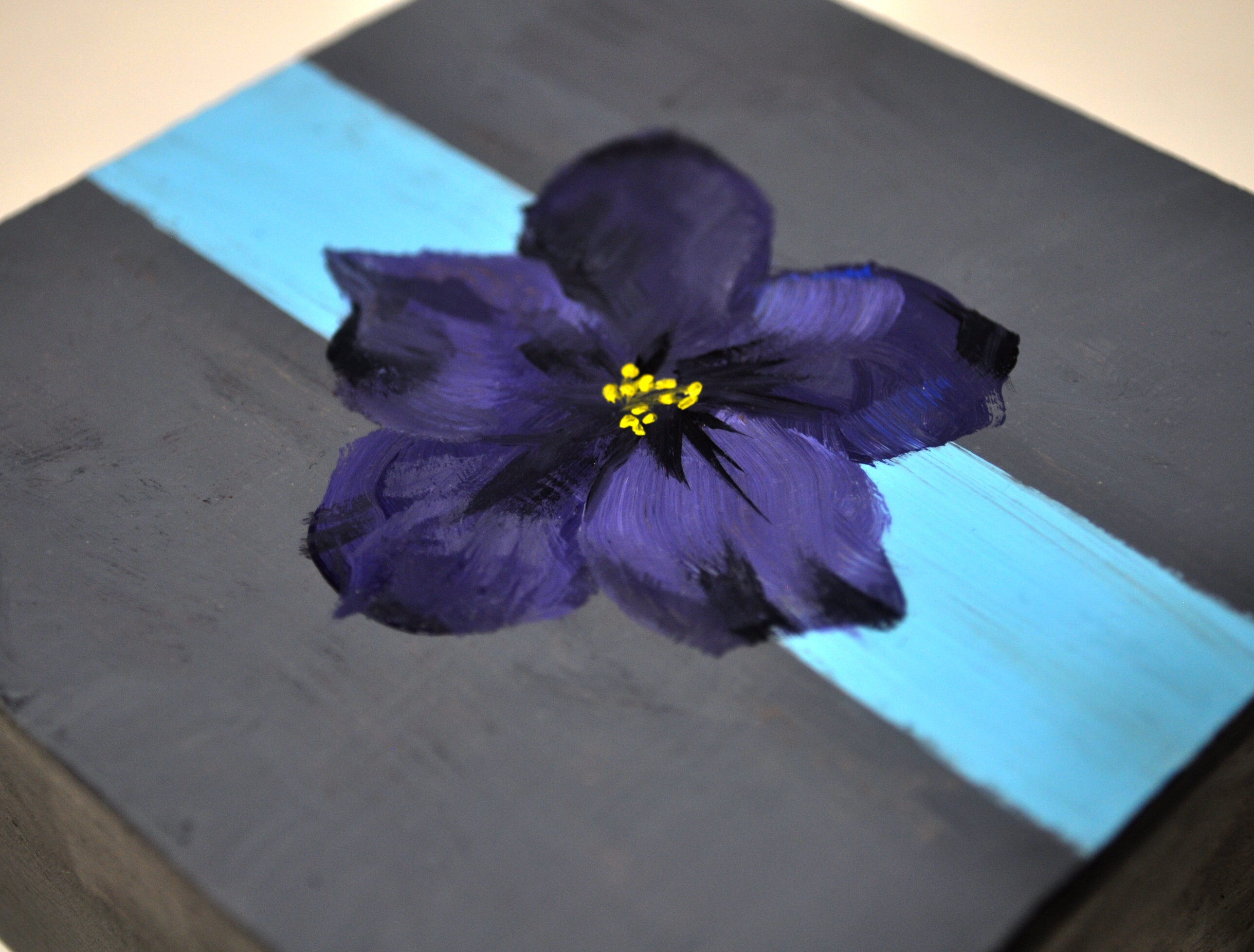 Mini Acrylic Painting Violet Flower OOAK - Etsy
