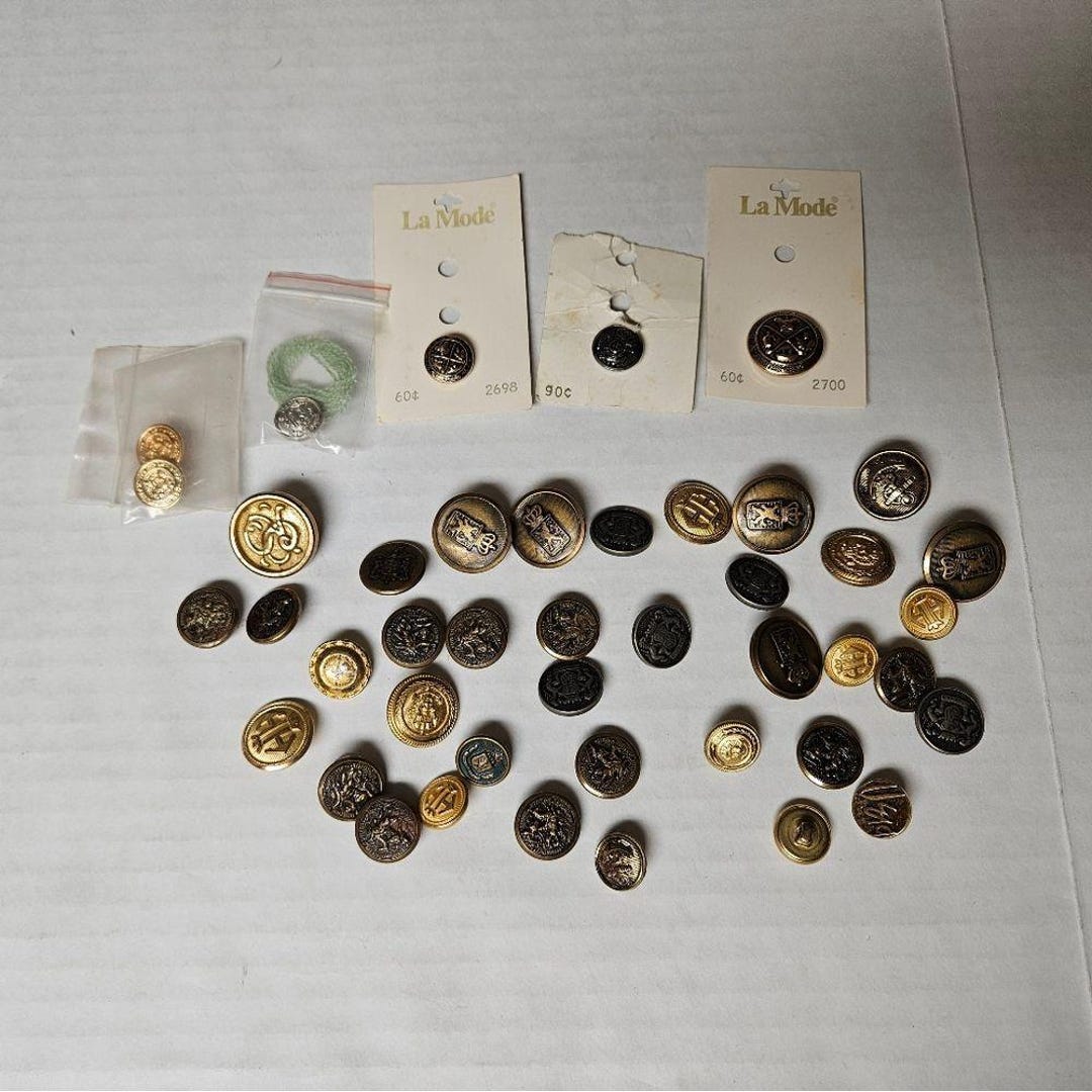 Vintage Metal Uniform Button Lot - Etsy