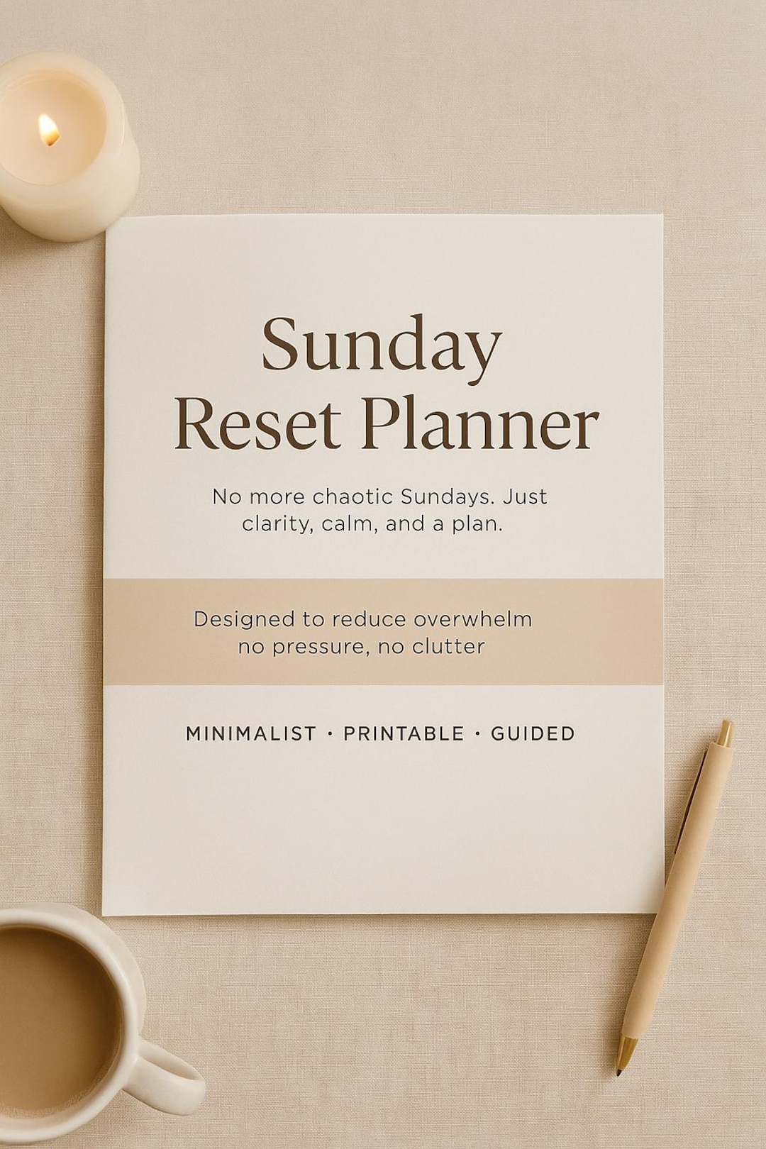 Sunday Reset Planner Printable – Minimalist Weekly Reset Template | Mental Clarity + Home Clean ...
