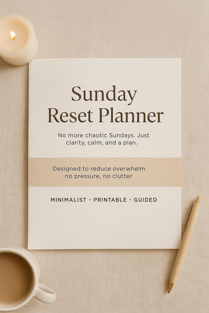 Sunday Reset Planner Printable – Minimalist Weekly Reset Template ...