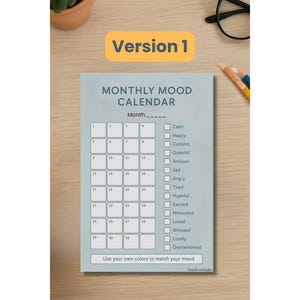 Printable Mood Tracker Calendar | Color Your Mood Daily | Mental Health ...