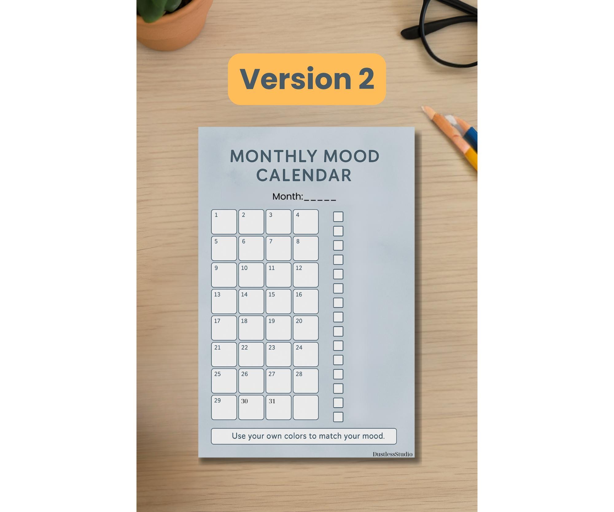 Printable Mood Tracker Calendar | Color Your Mood Daily | Mental Health ...