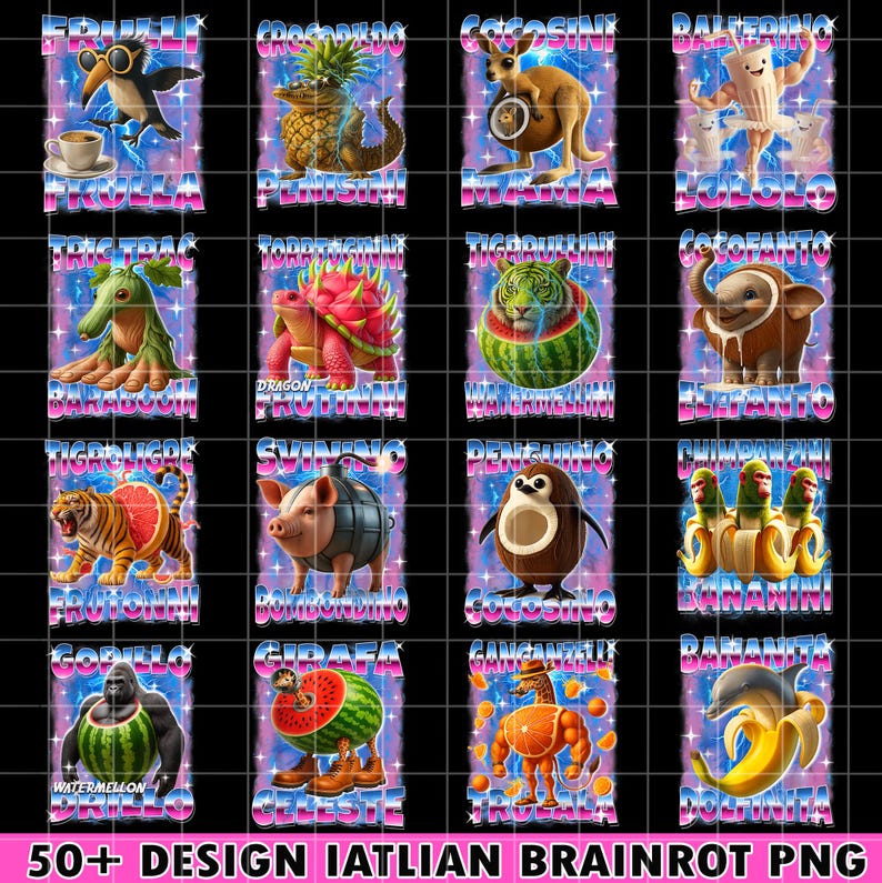 50+ Italian Brainrot Homage Png Bundle, Italian Brainrot Shirt Design ...