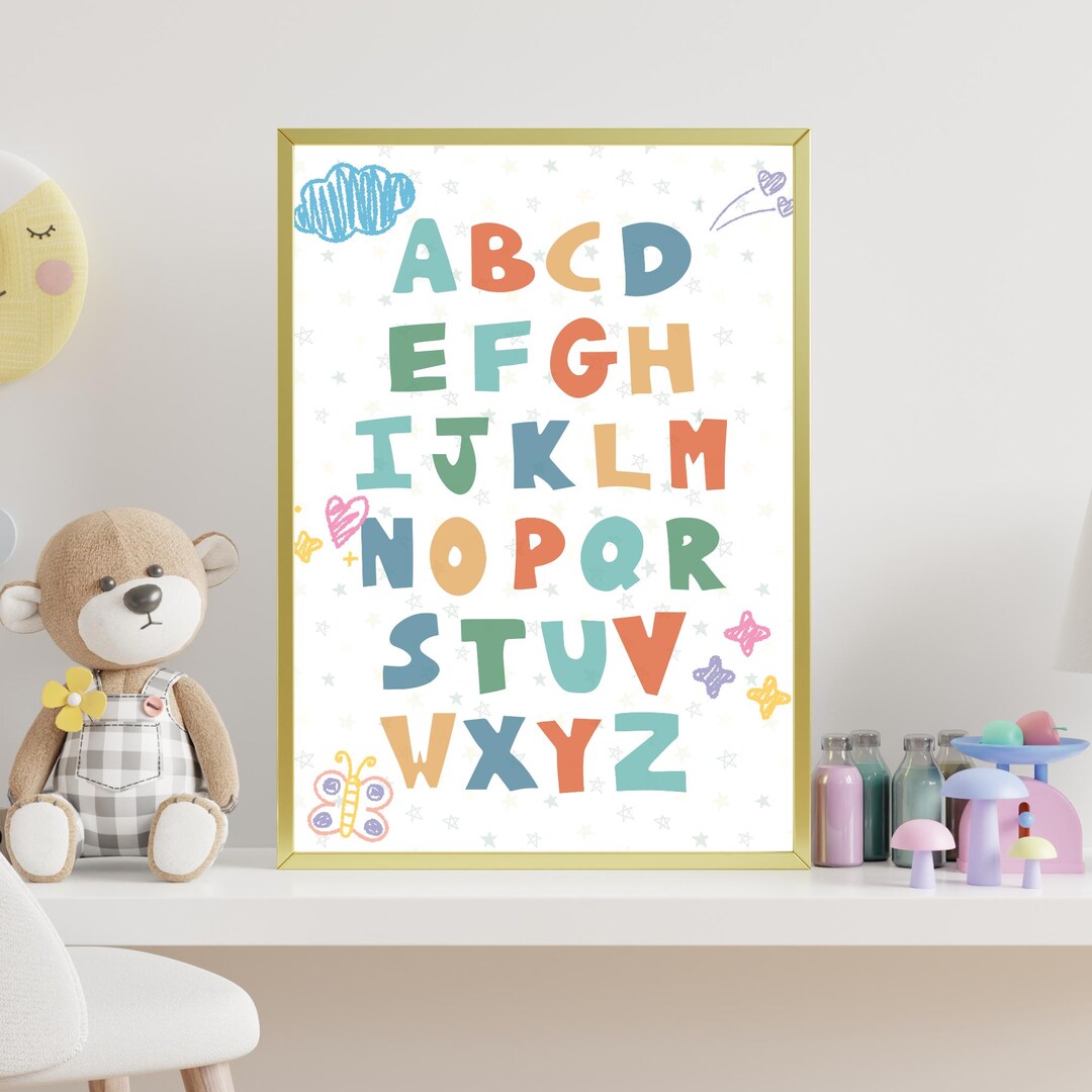 Cutesy Kids ABC Alphabet Poster Downloadable - Ideal Playroom Decor and ...