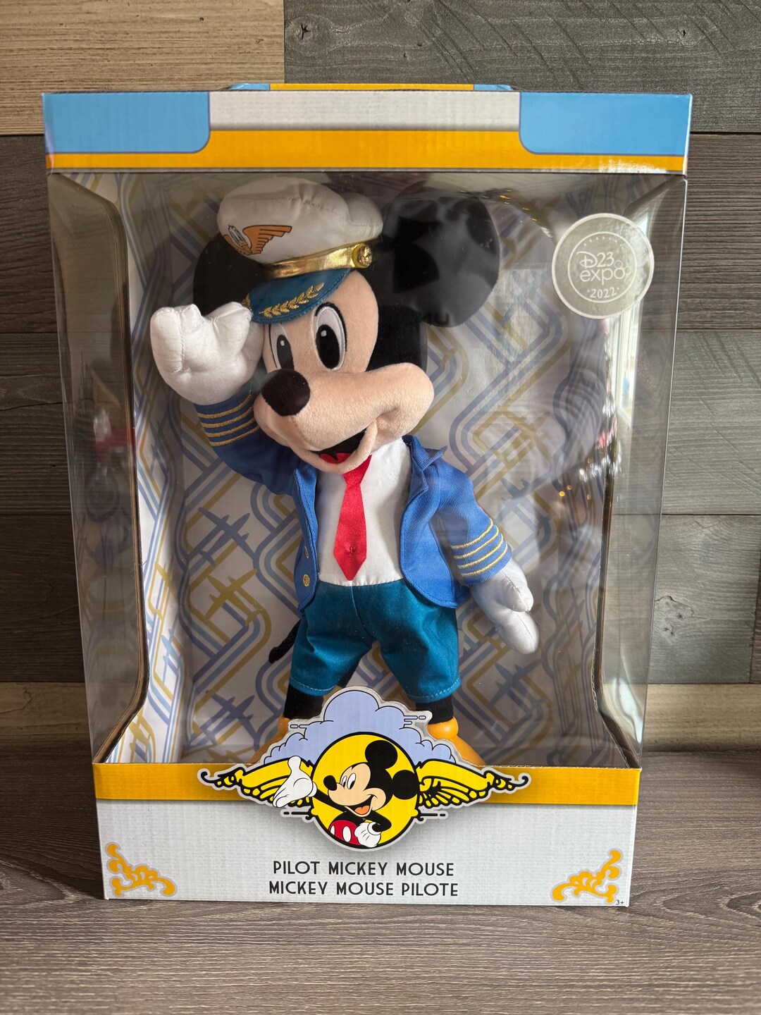 NWT Mickey Mouse D23 Plush Captain Saluting Pilot Blue Cathay Pacific ...