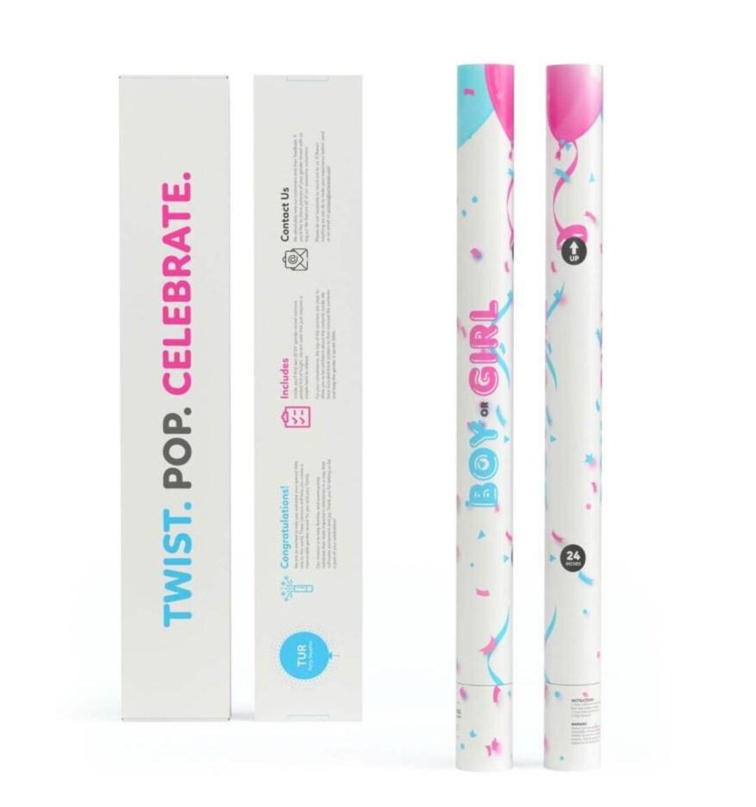 Baby Gender Reveal Confetti Powder Cannon Powder Blue Poppers, Boy ...