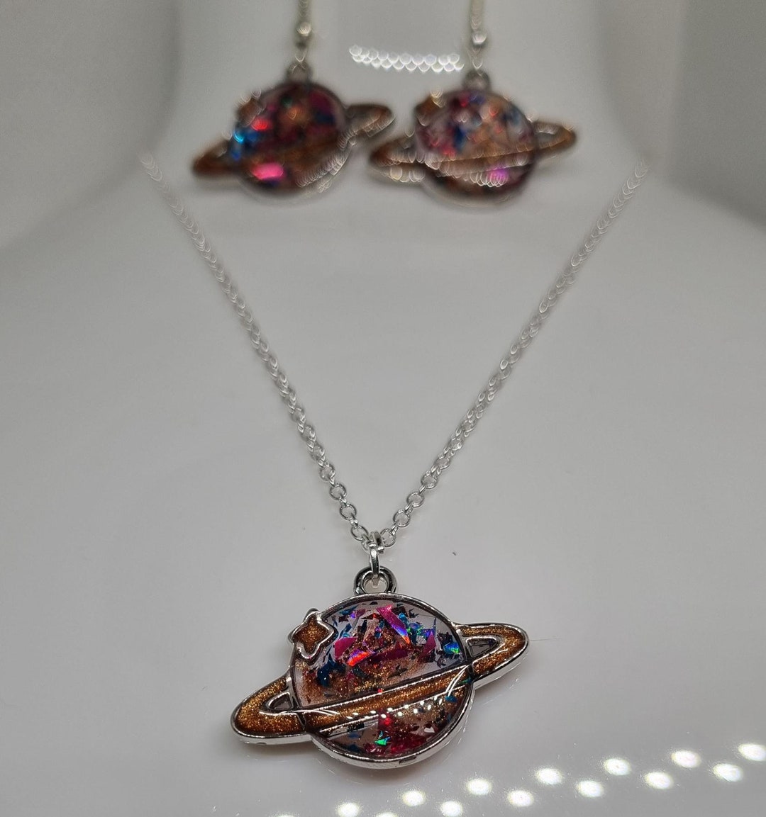 Sparkly Planet Necklace and Earrings Set - Etsy
