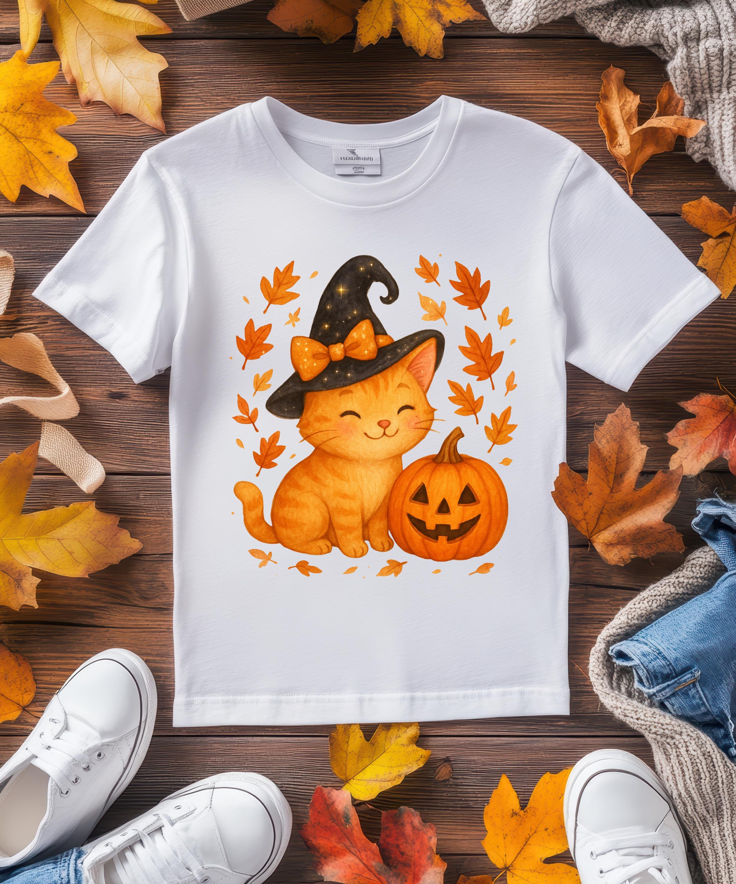 Watercolor Witch Cat Clipart: Halloween Pumpkin PNG (300 DPI ...