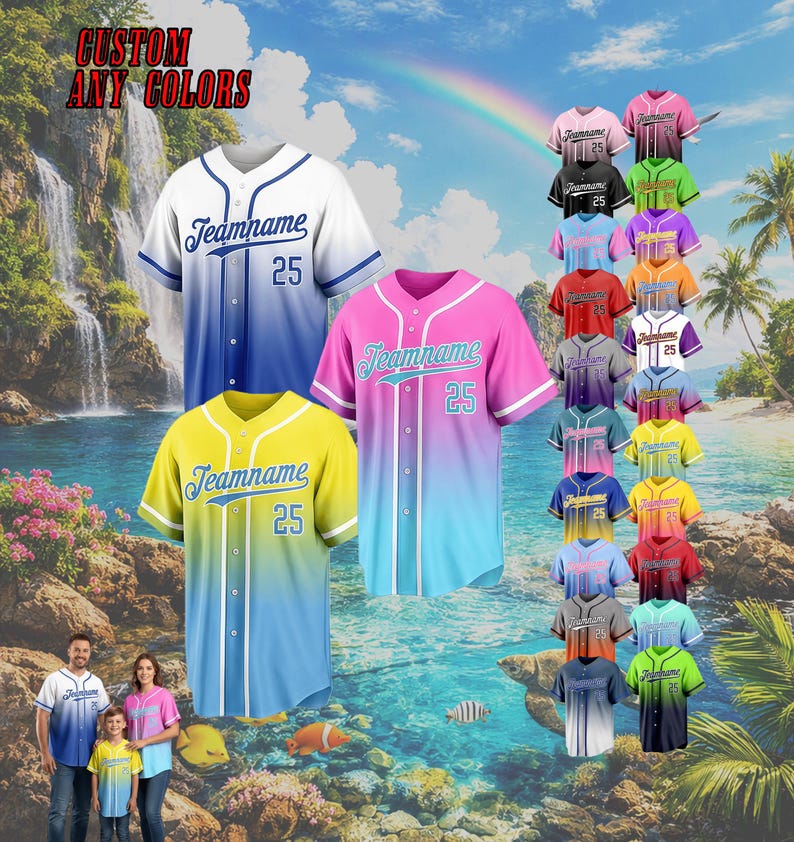 Custom Gradient Baseball Jersey: Stitched Team Uniform, Personalized ...