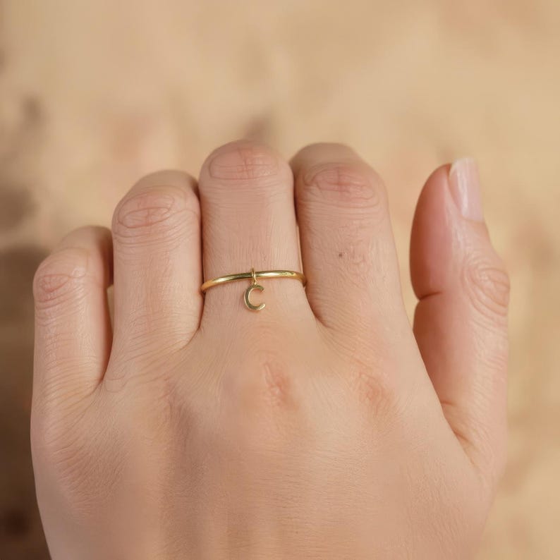 Dangling Initial Ring, Initial Drop Ring, Initial Custom Ring, Initial ...