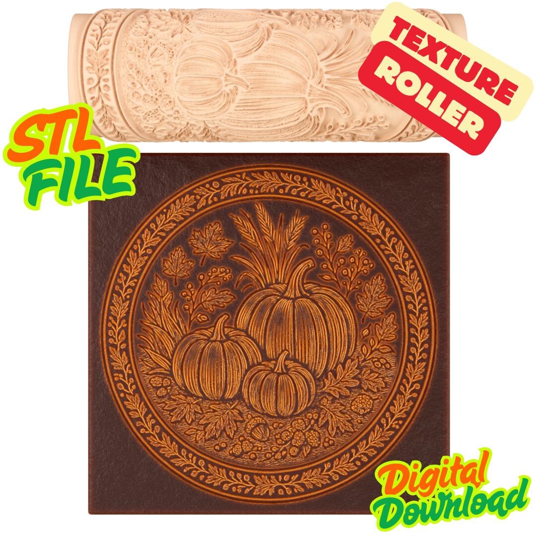 Pumpkin Patch Texture Roller STL File – Harvest Clay Tool for Pottery ...