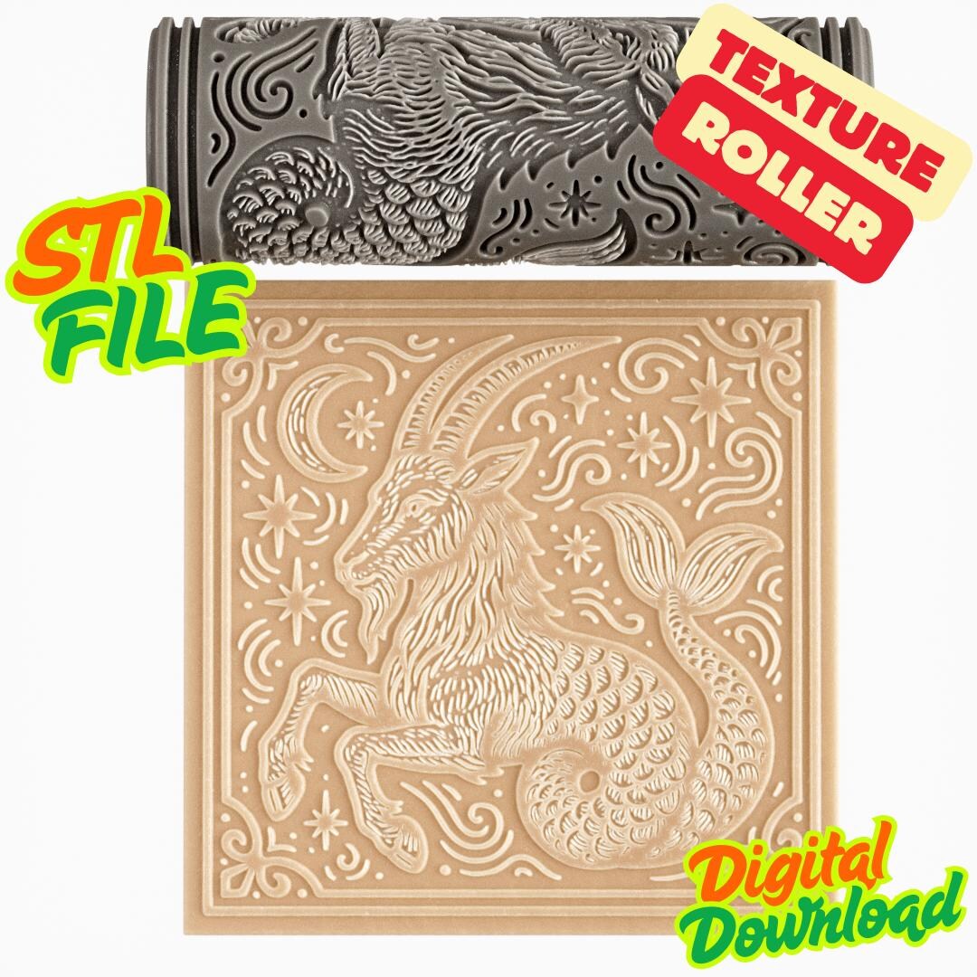 Capricorn Zodiac Texture Roller STL | Clay Tool for Polymer Clay ...