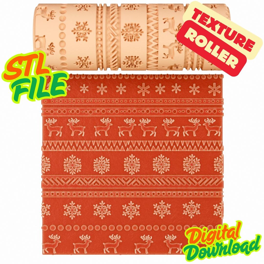 Nordic Christmas Texture Roller STL – Seamless Pattern – Digital ...
