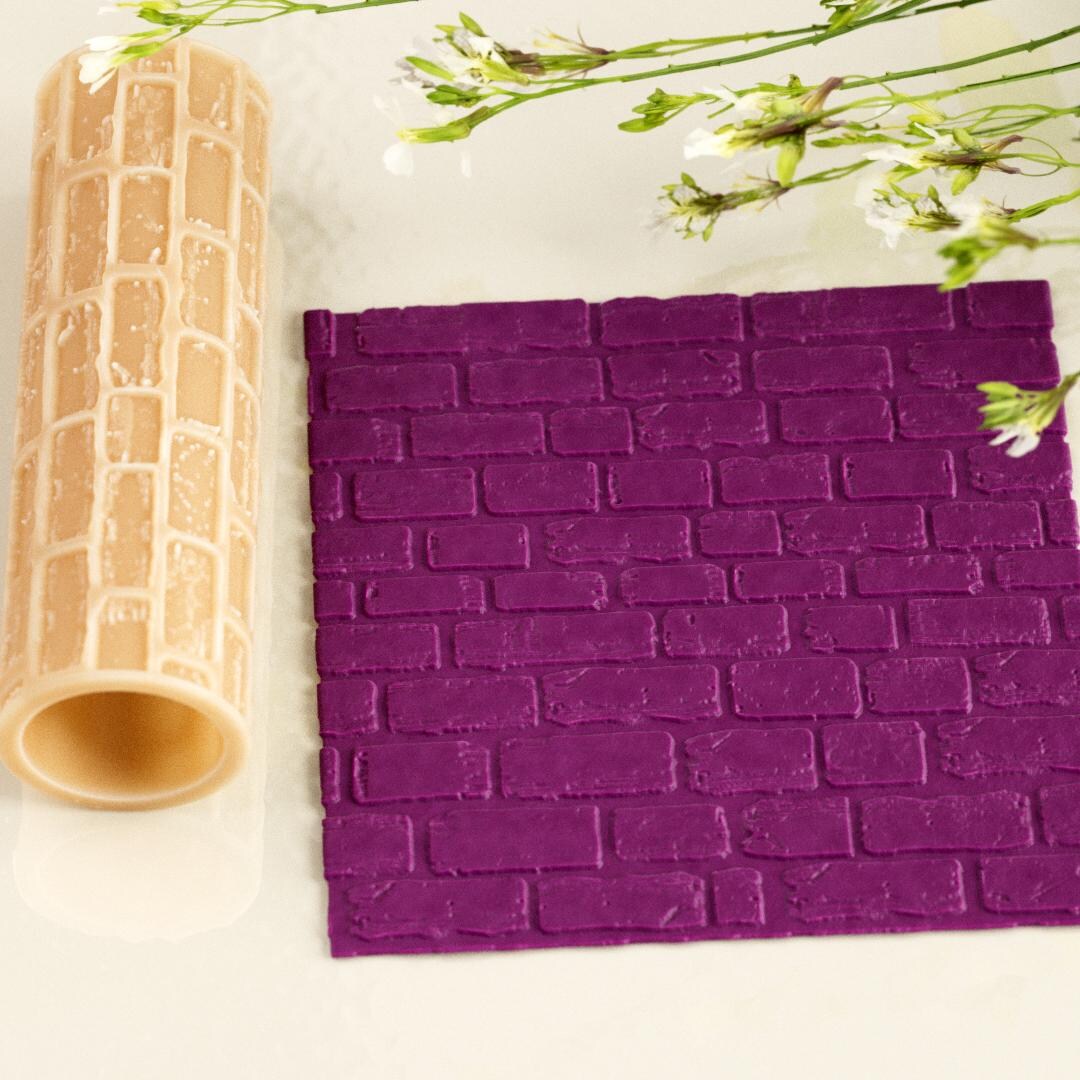 Brick Texture Roller: Seamless Polymer Clay Embossing Tool (3 Inches ...
