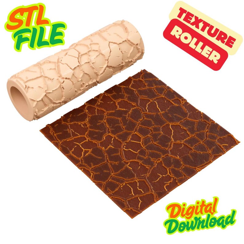 Cracked Riverbed Texture Roller STL File: Polymer Clay, Pottery ...